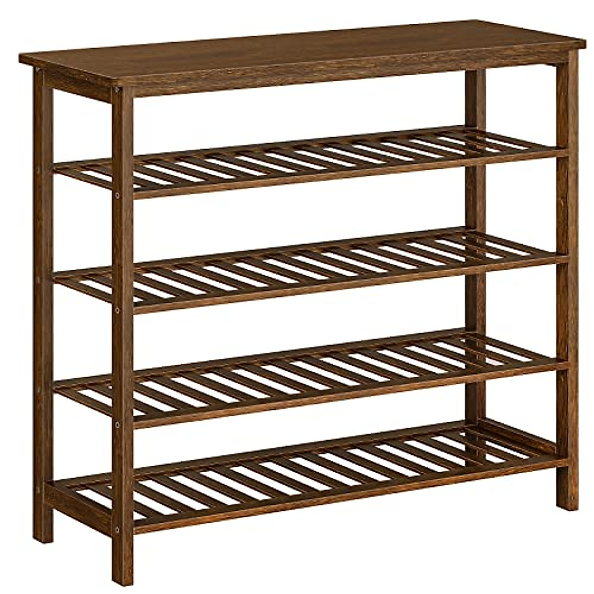 HOOBRO Shoe Rack, 5-Tier Shoe Rack for Entryway, 29.5" L x 11.8" W x 31.5" H, Holds 16-20 Pairs of Shoes, Multifunctional Bamboo Shoe Shelf Storage, Stable and Study, for Closet, Mocha MA70XJ01