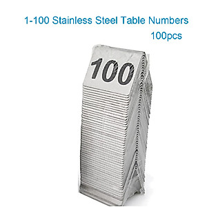 WEJUANR Table Numbers Stainless Steel, 1-25/50/100 Double Side Table Number Cards, Restaurant Seating Metal Stackable Table Numbers, Wedding Anniversary Events Party Supplies (Size : 1 to 100)