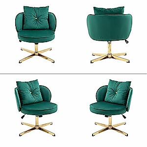 LUOYISIMALL Home Office Desk Chair, 360° Swivel Vanity Chair, Modern Adjustable Home Computer Executive Chair Task Chair for Small Space, Living Room, Make-up, Studying Chairs (Green)