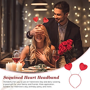 Lurrose Heart Headband Red Sequin Love-shaped Head Boppers Party Hair Accessoires for Holiday Festival
