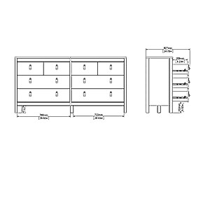 Tvilum 8 Drawer Double Dresser, White