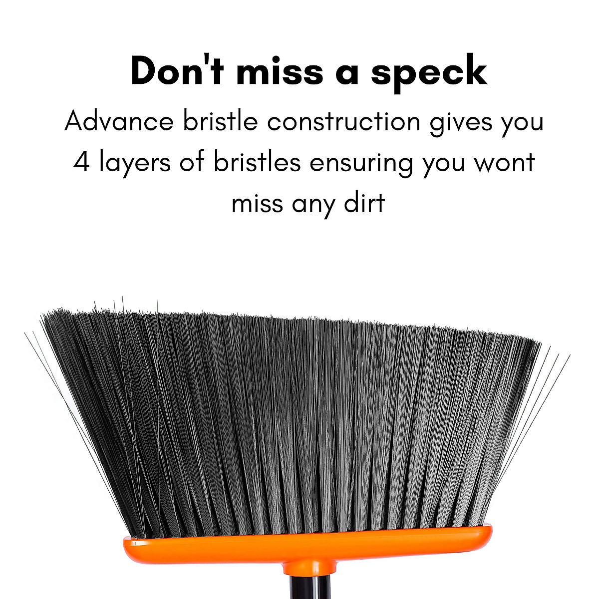 BirdRock Home Broom and Dustpan Set - Lobby Dust Pan - Orange and Grey Durable Set - Indoor or Outdoor - Sweep Combo Great for Kitchen, Home, Garage and Office - Clip On Self Cleaning Bristles