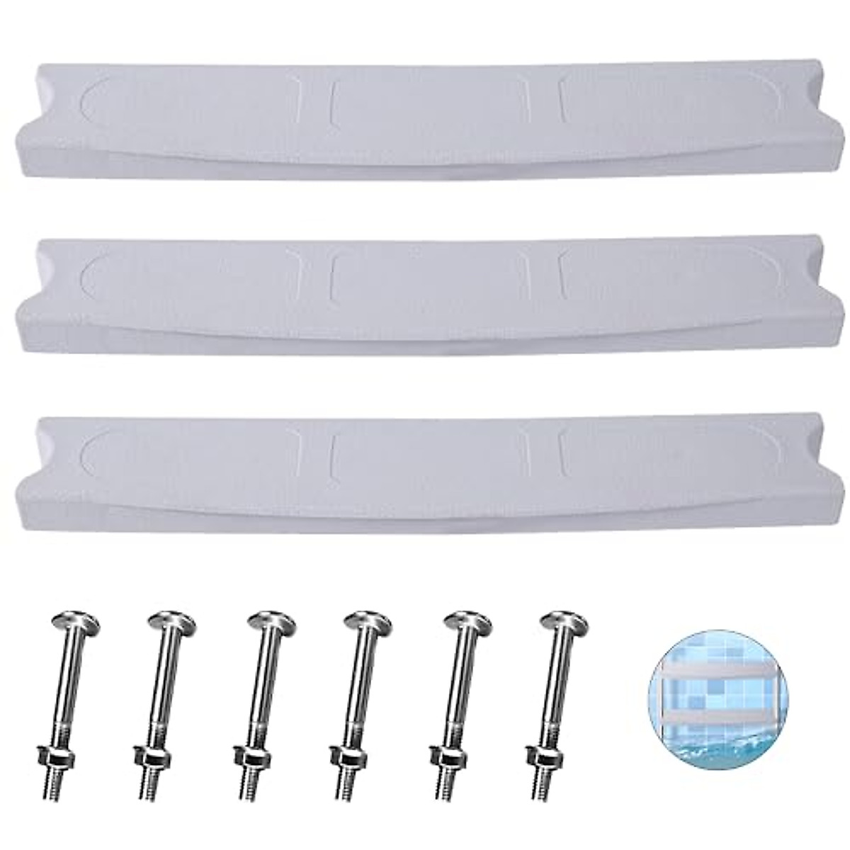 TonGass (3-Pack, White) Universal Fit for 17.3" Swimming Pool Ladder Replacement Steps for Inground Pools Plastic Ladder Steps for Above Ground Pool Ladder Replacement Steps for Pool Ladder