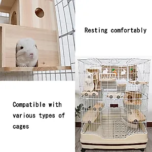 Chinchilla House Pet House Chinchilla Hideout Natural Wooden No Paint Wooden peg Safe Durable Teeth Grinding (TWOSTORY)