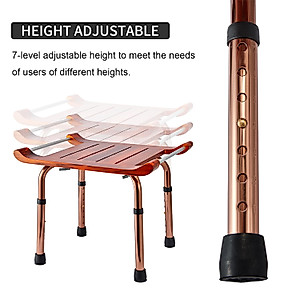 Teak Shower Bench Stool Chair Seat with Handles, Shower Benches Stool Chair Seat for Inside Shower, Height Adjustable Waterproof for Adults Elderly
