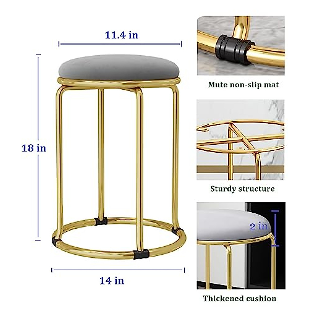 Technology cloth Bar Stool Backless Bar Stools Counter Stools Vanity Stools salon backless bar stools Round Stool Stackable Round Chairs Dining Chairs Set of 5 Pack,for Dinning,Kitchen,salon,Semina.