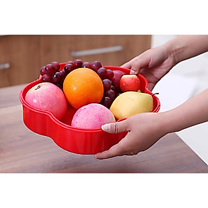 Emoyi Plastic Decorative Serving Trays Food Container with Lid and Removable Cup Appetizer Plates for Holiday Party and Kitchen