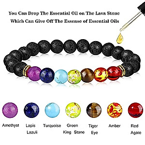 Hazms 18 Pcs Chakra Bracelets for Women Men-Crystal Bracelets Beaded Bracelets Lava Rock 7 Chakra Crystals and Healing Stones Bracelets 8mm Relief Yoga Menditation Beads Bracelets for Womens