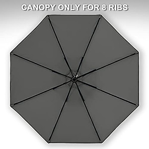 MASTERCANOPY Patio Umbrella 9 ft Replacement Canopy for 8 Ribs-Charcoal Grey