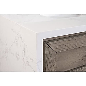 Kitchen Bath Collection Palisade 60-inch Double Bathroom Vanity (Engineered Marble/Gray Oak): Includes Gray Oak Cabinet with Engineered Marble Waterfall Countertop and White Ceramic Sinks