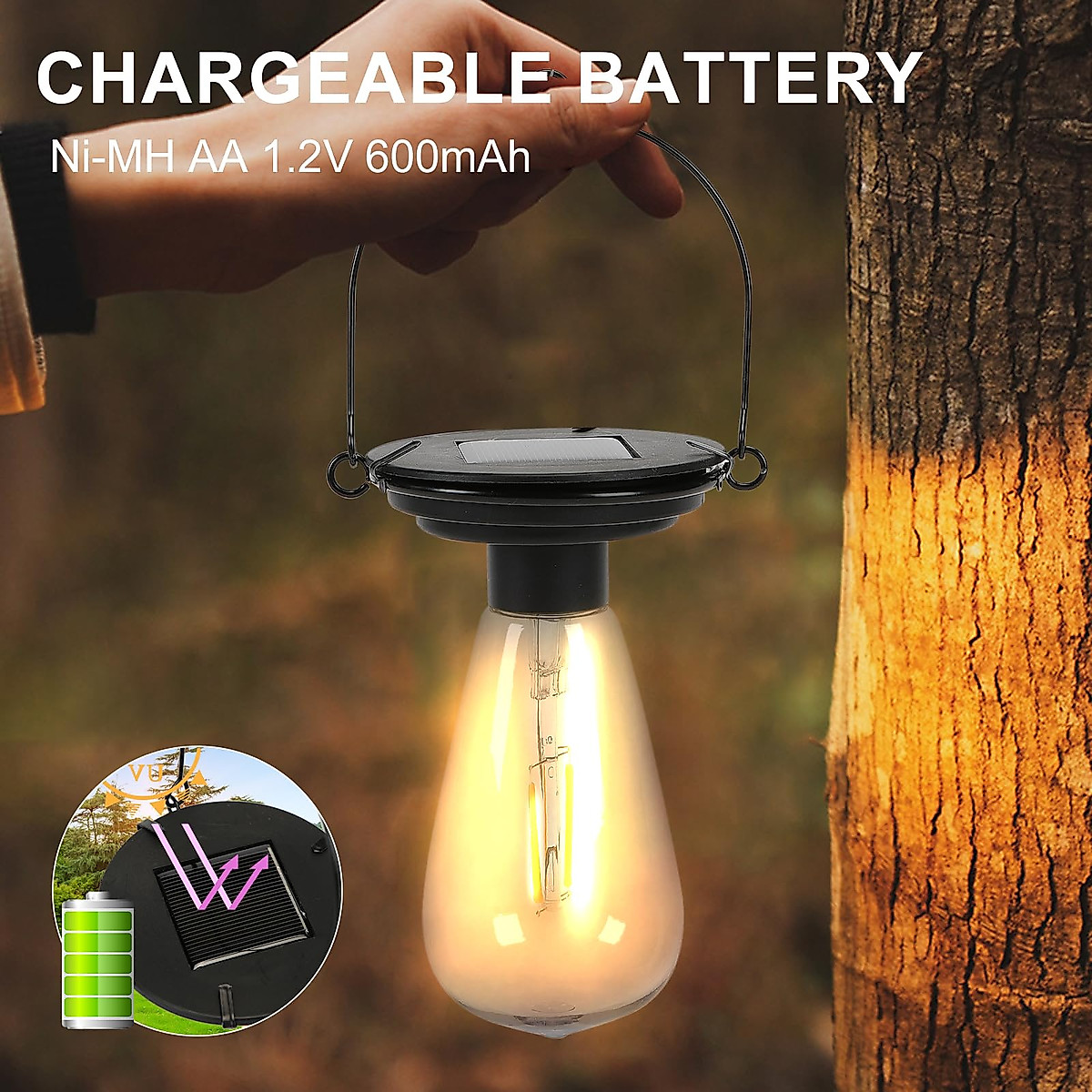 XINGTONG Replacement Solar Light Tops-2 Pack Solar Light Bulbs-with Bulb for Solar Lantern Light Multi-Size Adjustment and Multi-Purpose Use