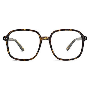 SOJOS Square Blue Light Blocking Glasses Oversized for Women TR90 Frame Filter SJ5081 with Tortoise Frame/Anti-Blue Light Lens