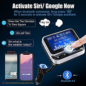 Bluetooth FM Transmitter for Car, Clydek Car Charger Adapter 1.8” Large Display Bluetooth Car Adapter, 4 Music Play Modes,Fast Charger,Hands Free,AUX Input&Output