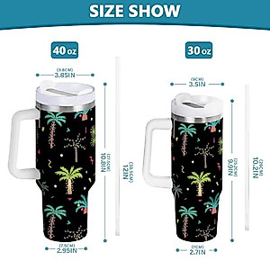RPLIFE Christmas Palm Trees Tumbler Cup, Stainless Steel Cup, Tumbler with Straw