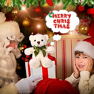 HyDren 18 Pack Bear Stuffed Animal Bulk 10 Inch Small Plush Stuffed Bears Toy with Bow Tie for Baby Shower Birthday Party Favors(Beige, White)