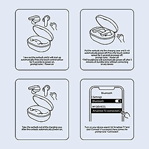 Amaitree Wireless Earbuds,True Wireless Stereo Earbuds for Android/iOS/Laptop/Game/Sport,Bluetooth 5.0 in-Ear Earbuds,Built-in Mic,Touch,White LED Power Display USB-C Charging Case