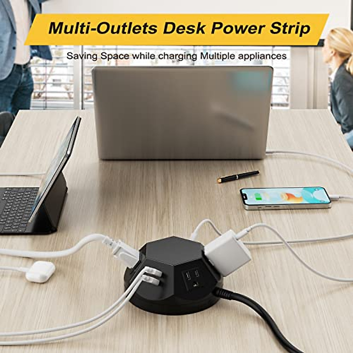 Power Strip Tower with PD 20W USB C Ports, Surge Protector with 4 Outlet and 4 USB Ports, 6.56 FT Extension Cord Power Tower Charging Station for Desk, Home Office, Living Room, Bedroom