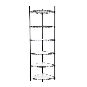 6 Tier NSF Metal Corner Shelf Wire Shelving Unit, 420lbs Capacity Heavy Duty Adjustable Storage Rack with Shelf Liners for Closet Kitchen Bathroom Garage Basement, 72" H x 18" L x 18" D - Black