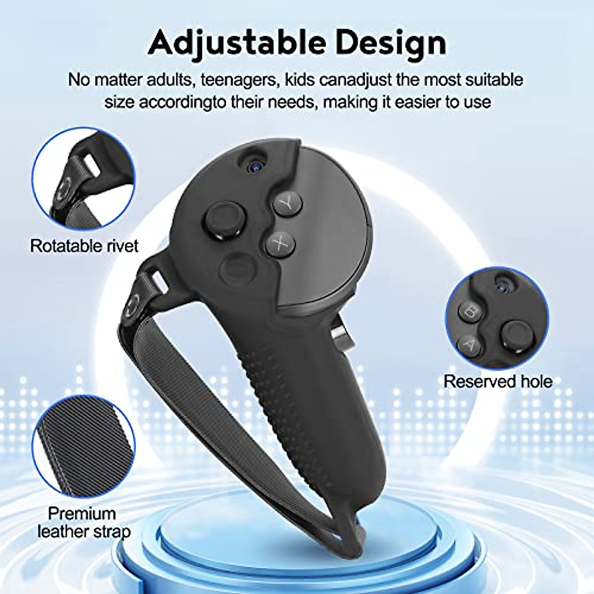 XIAOGE Controller Grips for Meta Quest Pro Accessories with Charging-without-Removing Design and Adjustable Anti-Throw Wrist Knuckle Strap, Silicone Anti-Slip Case Shell Protector for Quest Pro