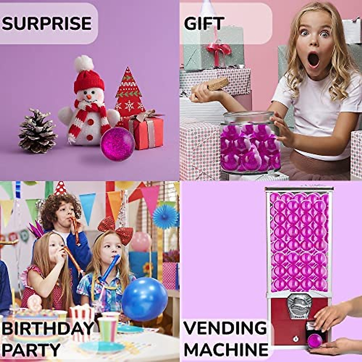 Entervending Bouncy Balls Bulk - Rubber Balls for Kids - Single Color Glitter Bounce Balls - Bundle of 2 packs (50pcs) Large Bouncy Ball 45mm - Super Ball Vending Machine Toys - Balls Party Favors