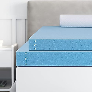 Molblly Mattress Topper Queen,2 Inch Memory Foam Bed Topper for Back Pain,Medium Soft Gel-Infused Memory Foam,10 Years Warranty,Queen Size