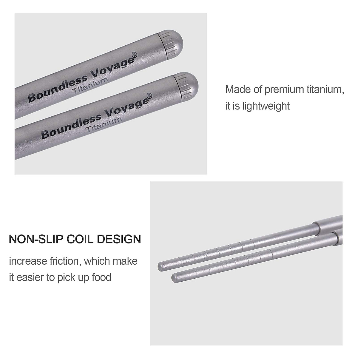 Boundless Voyage Titanium Telescopic Chopsticks Foldable Tableware Portable Cutlery for Outdoor Camping Travel Picnic A-Ti1004T