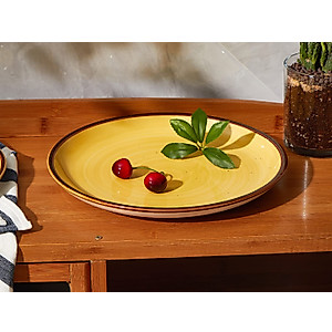 ONEMORE Porcelain Plates Set 10.5 inch Large Dinner Plates for Salad Dessert Ceramic Serving Plate Set of 4, Microwave and Dishwasher Safe