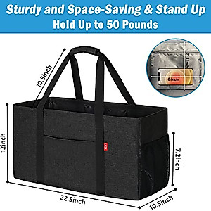 LHZK 2Pack Extra Large Utility Tote Bag with Metal Wire Frame, Reinforced Bottom Board for Pool Beach Laundry Storage