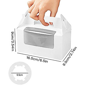 20 Pcs Cupcake Boxes, 2 Holders Cupcake Containers Muffins Cupcakes Carriers Holder Pastry Containers Favor Candy Treat Boxs Bakery Boxes with Window & Handle for Wedding Birthday Party (White)