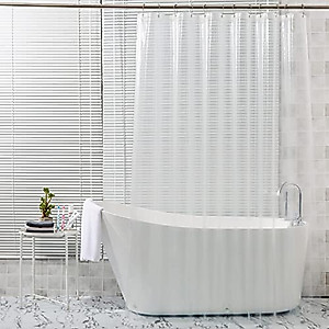 AmazerBath Clear Shower Curtain Liner, 70 x 72 Inches EVA 8G Heavy Duty Plastic Shower Curtain Liner, Waterproof Weighted Thick Bathroom Curtain with 3 Clear Weights and 12 Rustproof Grommet Holes