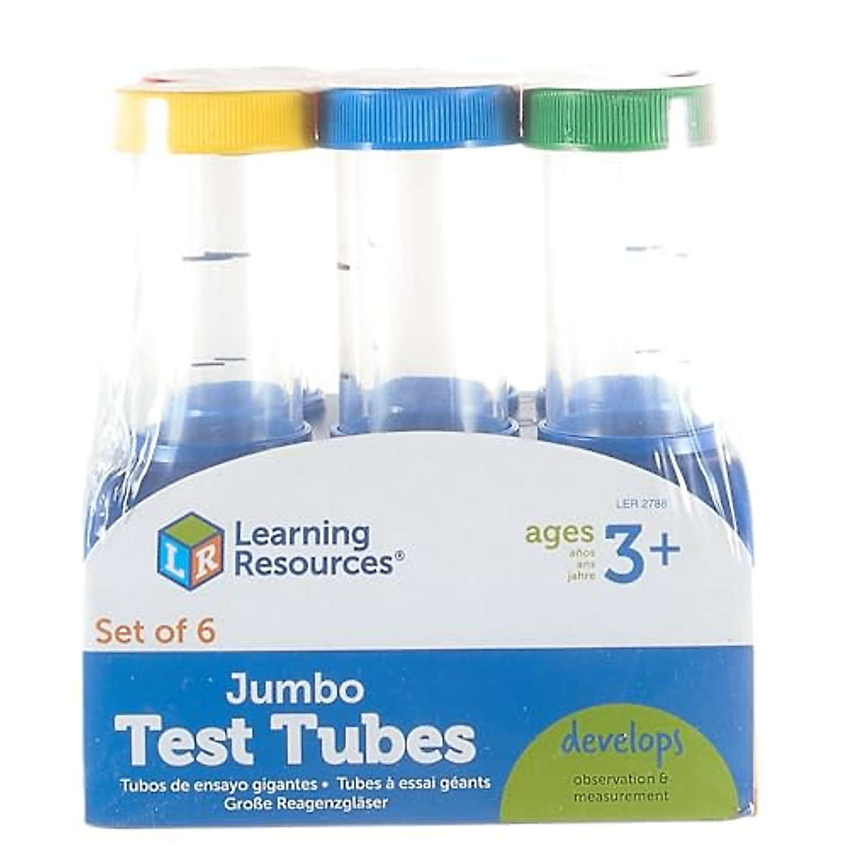 Learning Resources Primary Science Jumbo Test Tubes with Stand, Set of 6 Tubes, Ages 3+,Multi-color