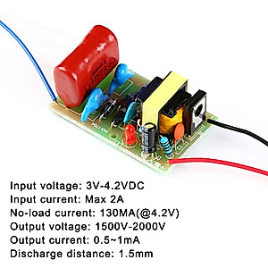 2 Pieces DC-DC 3V-4.2V 3.7V to 1500V-2000V 1800V High Voltage Generator Module Arc Pulse Boost Module Booster DC-DC Step Up Power Board