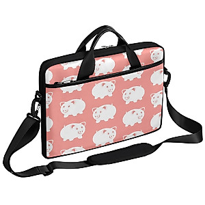 Cartoon Pig Laptop Computer Bag Waterproof Shoulder Messenger Bag 13-15 inch Durable Laptop Tote Bag with Shoulder Strap Handle Lightweight Crossbody Briefcase