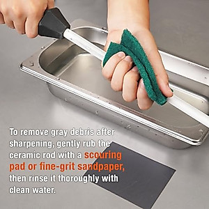 Sharpeak Total L.17.5-Inch/Rod L.12-Inch 3000-Grit Ceramic Sharpening Steel with Built-In Angle Guides and Anti-Breaking Cap, Sharpening Rod, Knife Steel, Ceramic Honing rod, Chaira Afilador Cuchillos