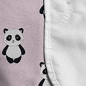Lunarable Panda Microwave Oven Cover, Rhythmic Black and White Bear on Pastel Color Backdrop, Water Resistant Organizer with Pockets for Kitchen, 36" x 12", Pale Pink Charcoal Grey