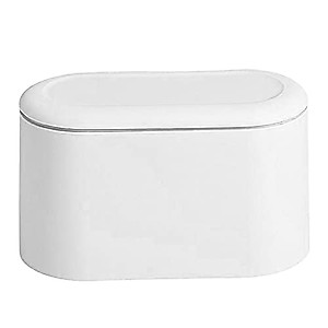 Leefasy Desk Trash Can Wastebasket Or Recycling Bin Garbage Waste Trash Bucket Lid Dust Bin for Home Or Office, White