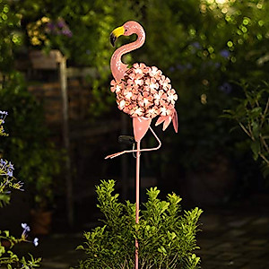 HOMEIMPRO Garden Solar Lights,Flamingo Pathway Outdoor Stake Metal Lights,Waterproof Warm White LED for Lawn,Patio or Courtyard