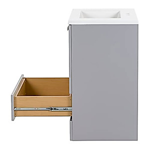 Spring Mill Cabinets Emlyn 30 Inch Bathroom Vanity with White Single Sink Top, 2-Door Cabinet, 1 Drawer, 30.5" W x 18.75" D x 32.89" H, Pearl Gray