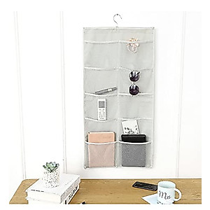 Dual Sided Wall Closet Hanging Organizer Storage with 5+10/12+18 Mesh Pockets for Underwear Bra Underpants Socks with Metal Hook Wardrobe Storage Bags Oxford Cloth Space Saver (Grey 5+10 2 Pack)