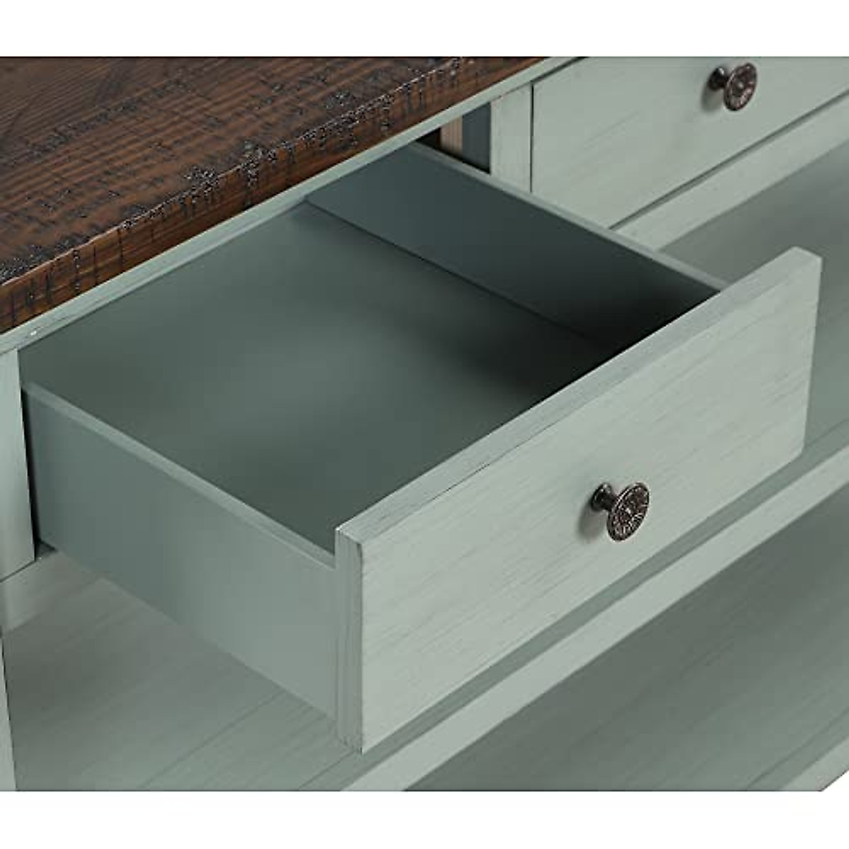 HomSof Console Table 48'' Solid Wood Modern Entryway Sofa Side Table with 3 Storage Drawers and 2 Shelves Green