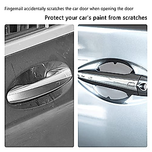 NHHC 8PCS Car Door Handle Cup Scratch Protector Stickers,Non-Marking TPU Carbon Fiber Texture Door Bowl Paint Protection Film Universal Automotive Exterior Decor Accessories (Transparent)