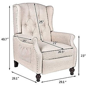 Grepatio Wingback Recliner Chair - Massage Heated Recliner Chair with Remote Control, Single Sofa Mid-Century High Back Accent Chair Tufted Chair