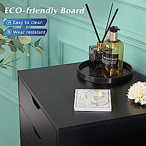 DEVAISE 7-Drawer Chest, Wood Dresser Organizer with Removable Wheels, Storage Cabinet for Bedroom, Living Room, Closet, Black