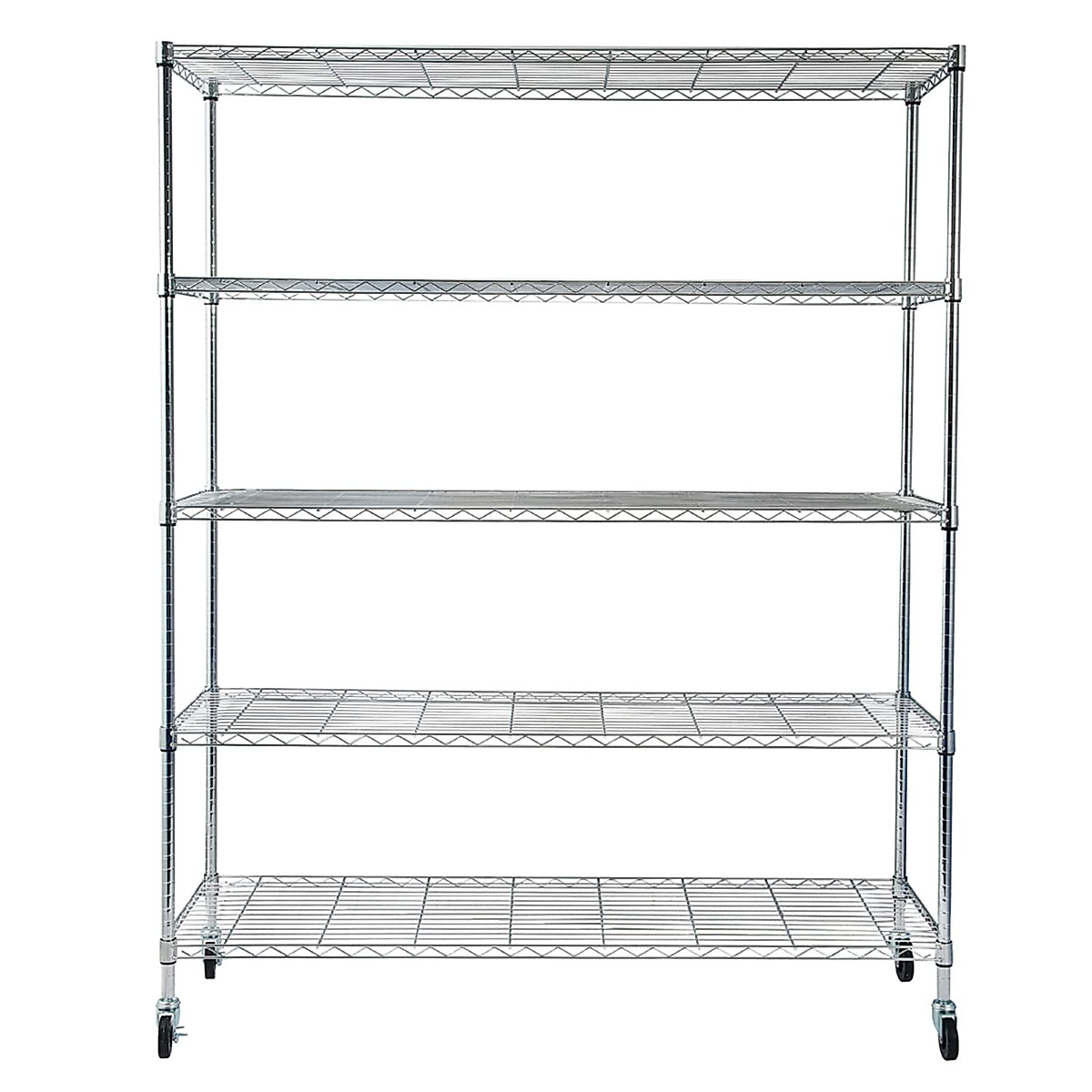 Metal Shelf 5 Tiers Storage Shelves Wire Shelving Unit with Wheels Adjustable Heavy Duty Storage Rack for Closet Home Office Restaurant Pantry Kitchen Bathroom Garage Warehouse 59" L x 18" W x 71" H