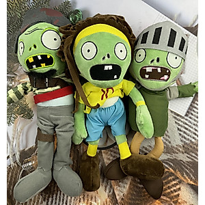 JHESAO 3 PCS Plants and Zombies Plush Zombies Sets Toy Captain Zombie, 1 2 Stuffed Soft Knight Zombies Doll, Football Zombies PVZ Plush Figure Doll New