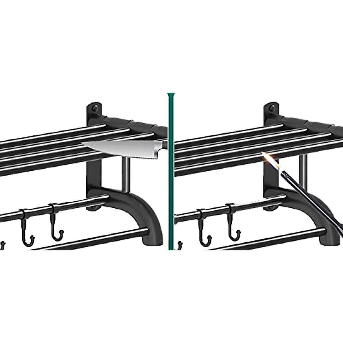 Shower Caddy Shelf Black No Drilling Shower Organizer with Hook Towel Bar Adhesive Rustproof Steel Shower Storage Shelves Adhesive Rack for Bathroom Washroom (Black)