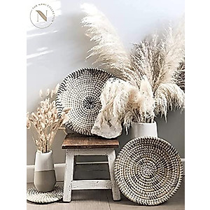 TheNamiCollection Five Seagrass Baskets Set | Hanging, Decorative, Boho Styled Perfect For Trendy, All Natural Home Wall Decor | Handmade, Round, Woven
