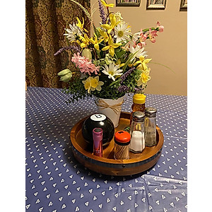 12 Inch Acacia Wood Lazy Susan Turntable for Table, Kitchen Turntable Organizer, 360 Degree Decorative Turntable for Countertop Cabinet or Centerpieces