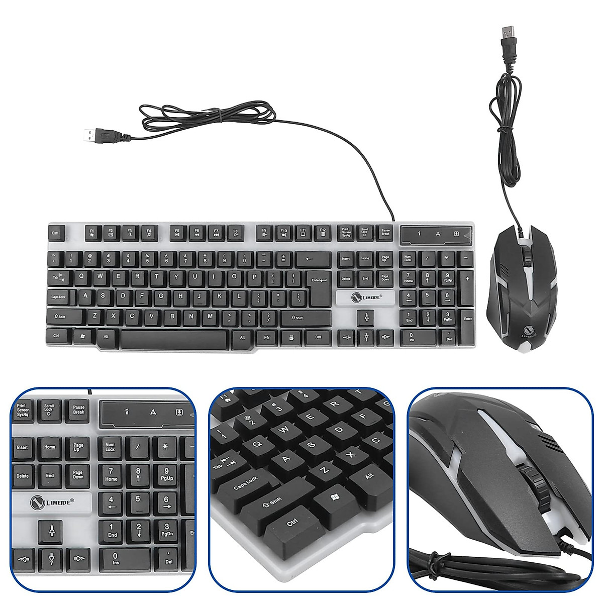 2 Sets Wired Keyboard and Mouse Gaming Keyboard Mouse Ergonomic Keyboard Mouse Computer Keyboard Backlit Keyboard Computer Accessories Keyboard Mouse for Gamer Ergonomic Mouse