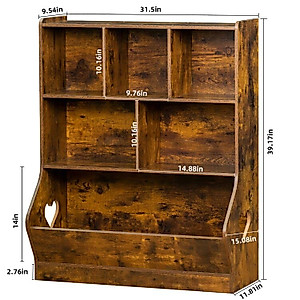 Lerliuo Kids Toy Storage Organizer, 3 Tier Children Bookcase and Bookshelf, Toddler 6 Cubby Toy Storage Cabinet, Toy Shelf for Playroom, Bedroom, Living Room, Nursery, School 39.37'' H (Brown)